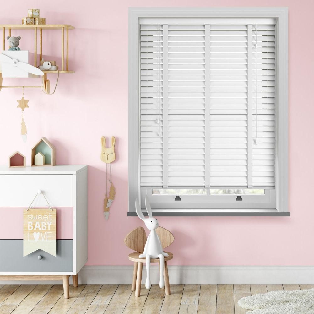 Real Wood Taped Bright White Blinds| Swift Direct Blinds
